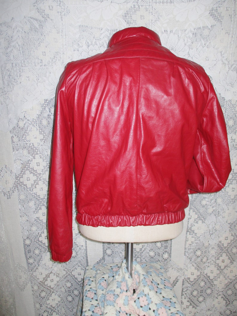 80s Bright Red Leather Jacket Moto Bomber Zip up Mens Unisex - Etsy