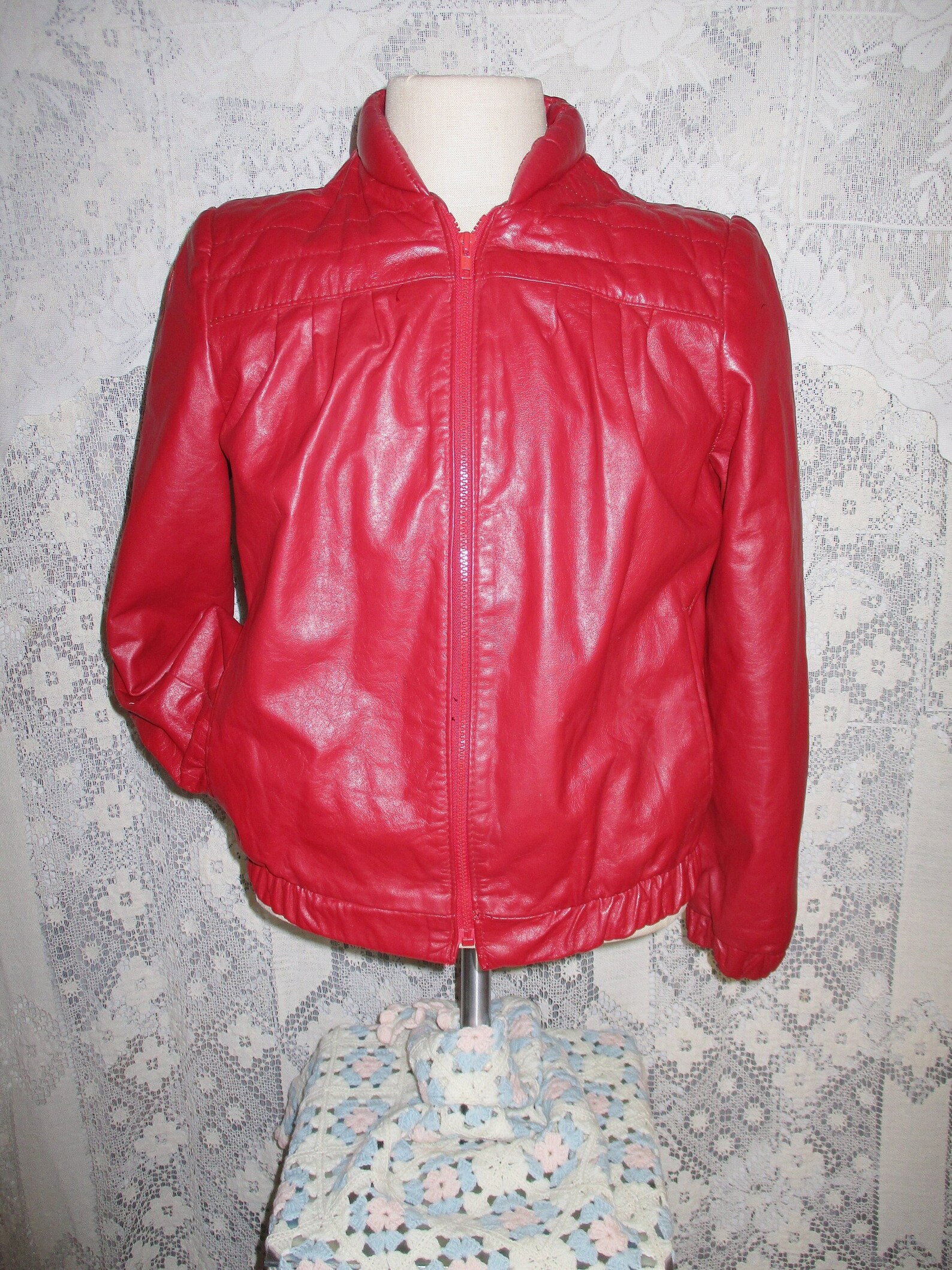 80s Bright Red Leather Jacket Moto Bomber Zip up Mens Unisex - Etsy