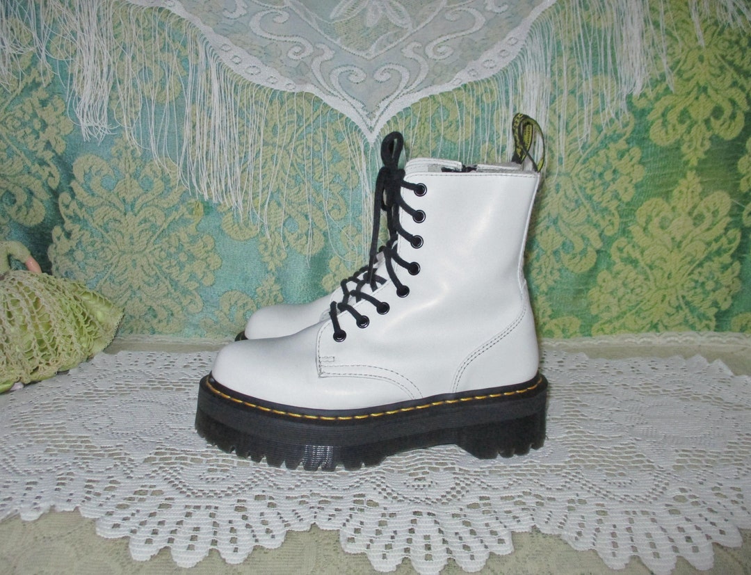 Platform Dr Martens Docs White Leather Chunky Thick Bouncing Sole Air ...