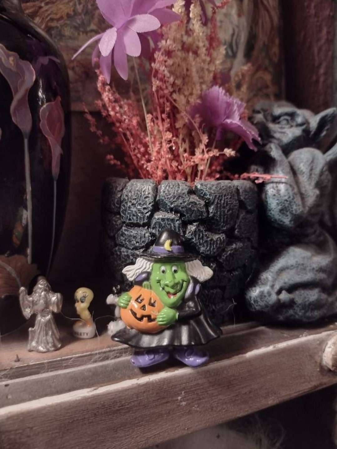90s Russ Halloween Witch Pin: Chunky Plastic Brooch, Jack O' Lantern ...