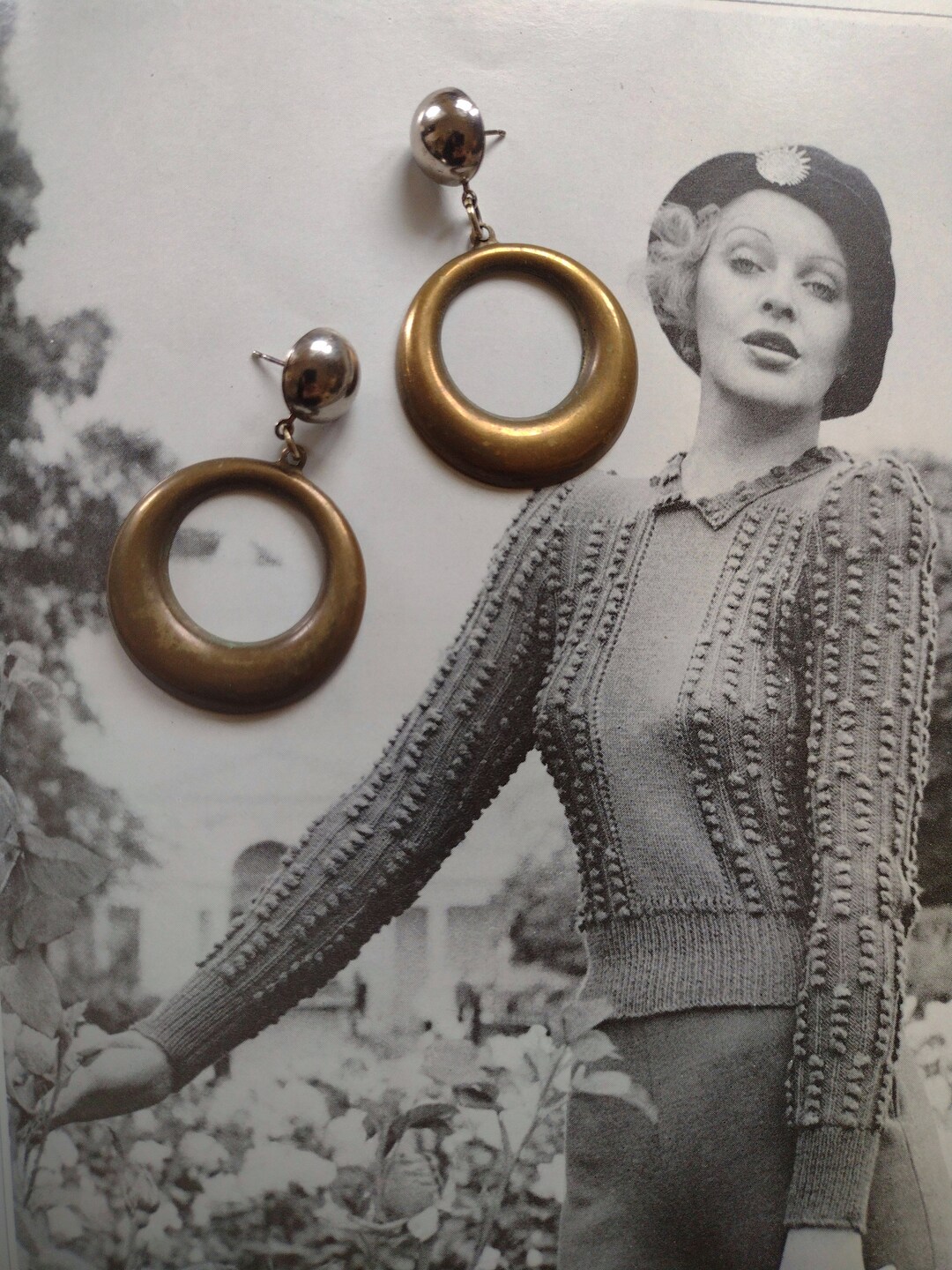 80s Hoop Earrings Early 90s Dangle Post Hoops Bronze & Silver Tone ...