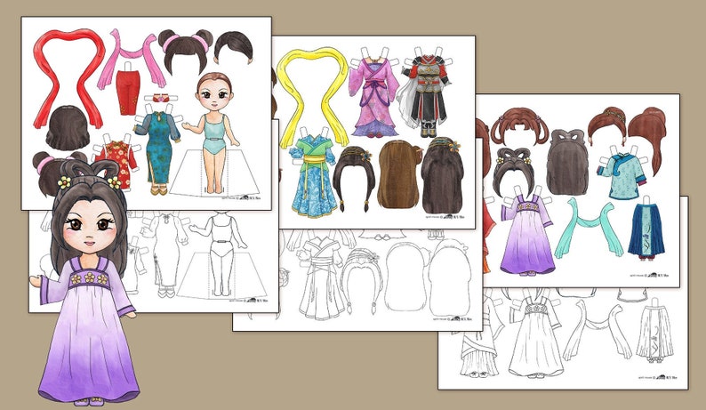 Digital Download - Printable Paper Doll With Period Chinese Costumes - Etsy