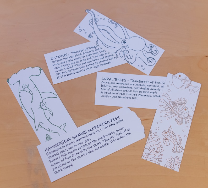 Printable Coloring Bookmarks Set of 8 Ocean Creatures for Coloring ...
