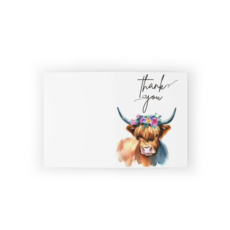 Highland Cow Thank You Cards, Western Boho Thank You, Boho Chic, Thank ...