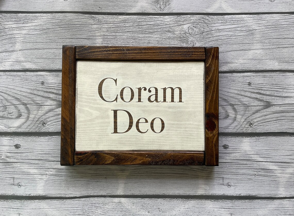 Farmhouse Sign Coram Deo Hand Painted Wood Sign Theology - Etsy