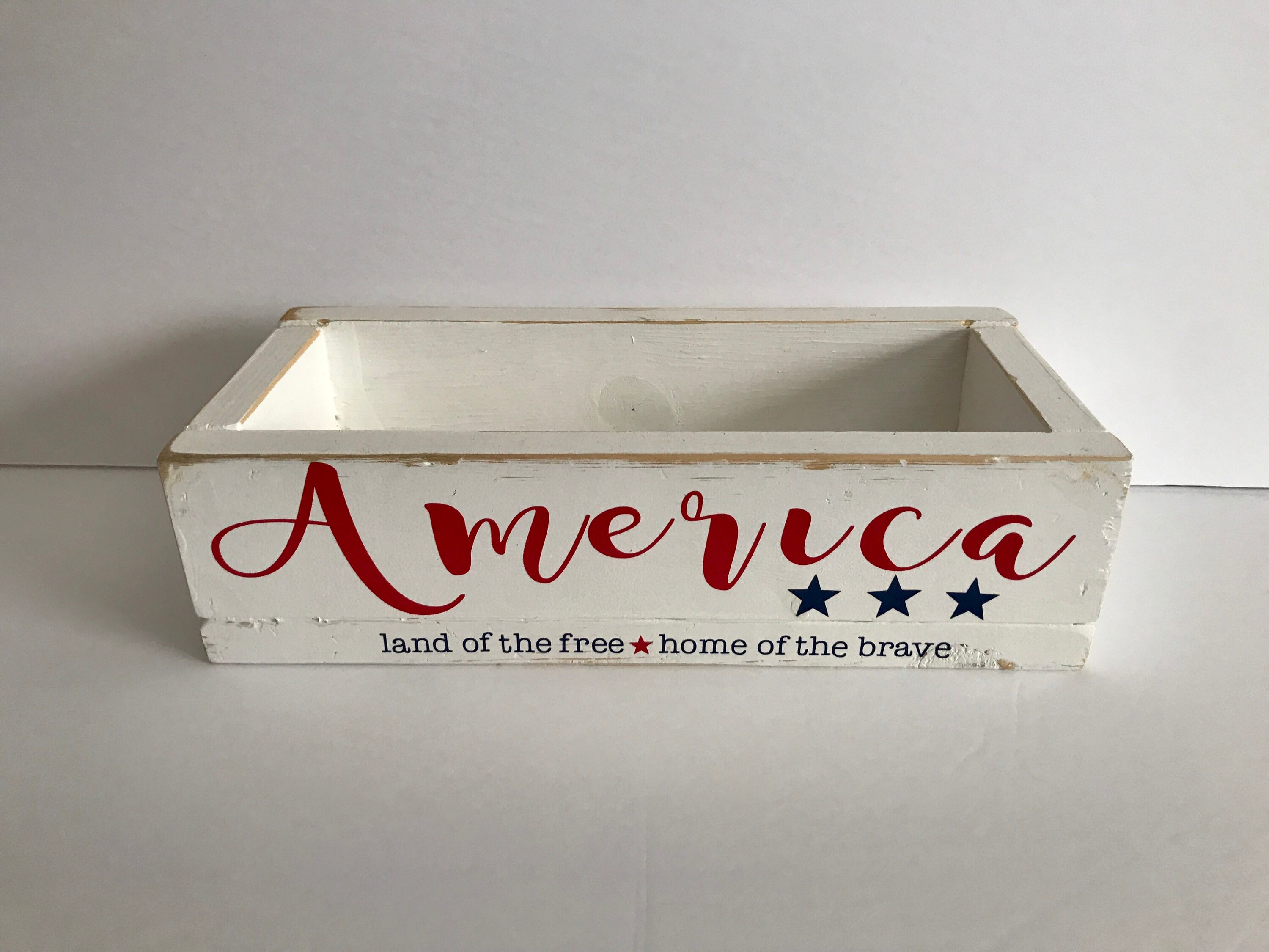 America Wood Gift Box Rustic Farmhouse 4th of July July - Etsy