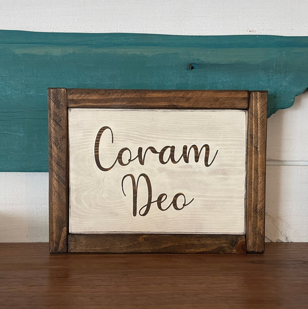 Farmhouse Sign Coram Deo Hand Painted Wood Sign, Theology Bible Verse ...