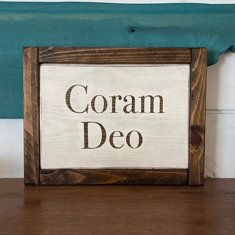 Farmhouse Sign Coram Deo Hand Painted Wood Sign - Etsy