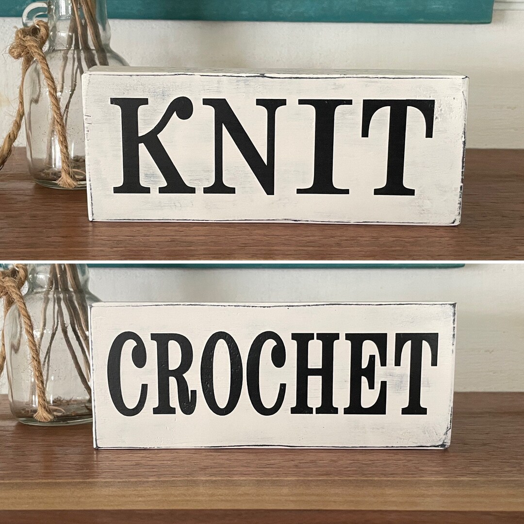 Hand Painted Knit Crochet Wood Sign: Rustic Farmhouse Decor - Etsy