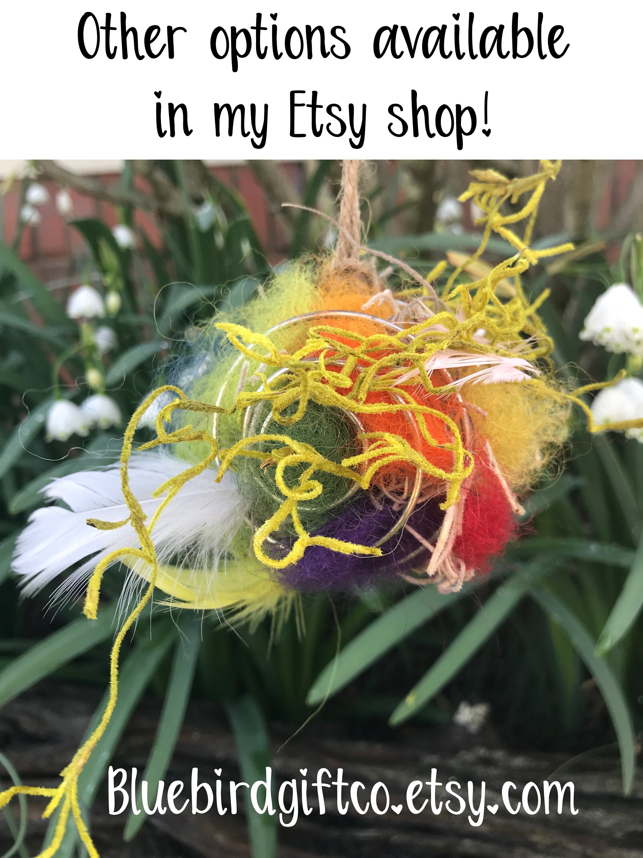 Rainbow Bird Nesting Ball – Natural Wool Feeder, 6 Inch - Etsy