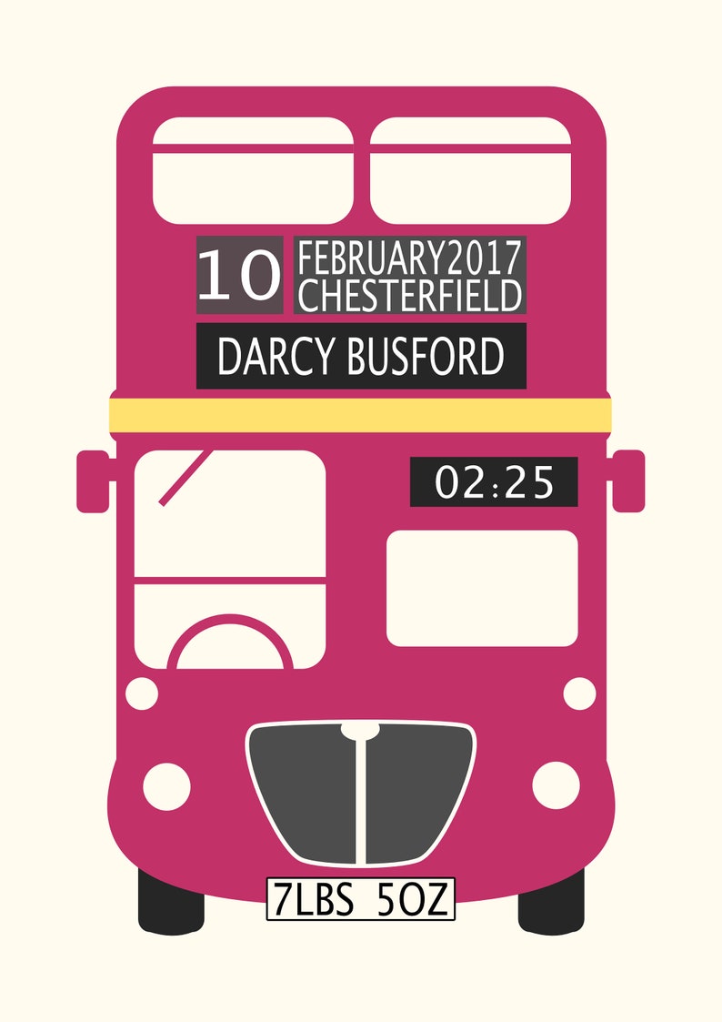 Personalised New Born Baby Traditional London Bus - Etsy