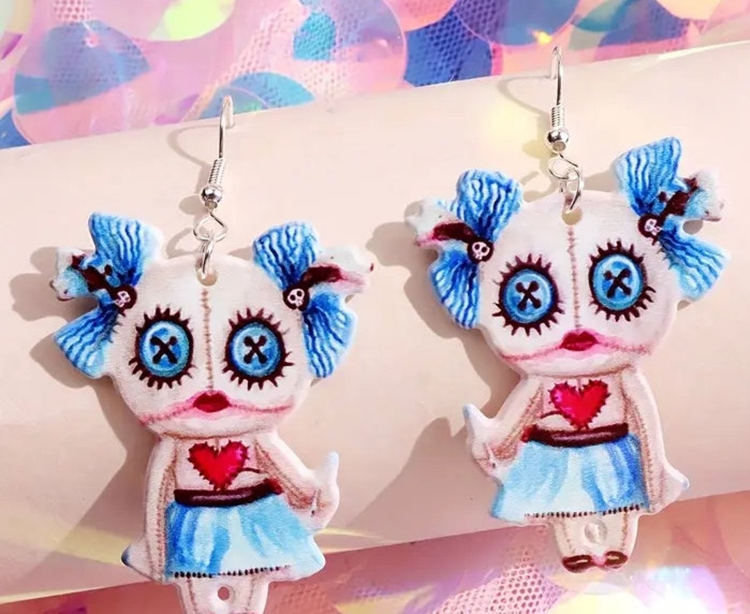 Spooky Halloween Rag Doll Zombie Girl Earrings - Etsy