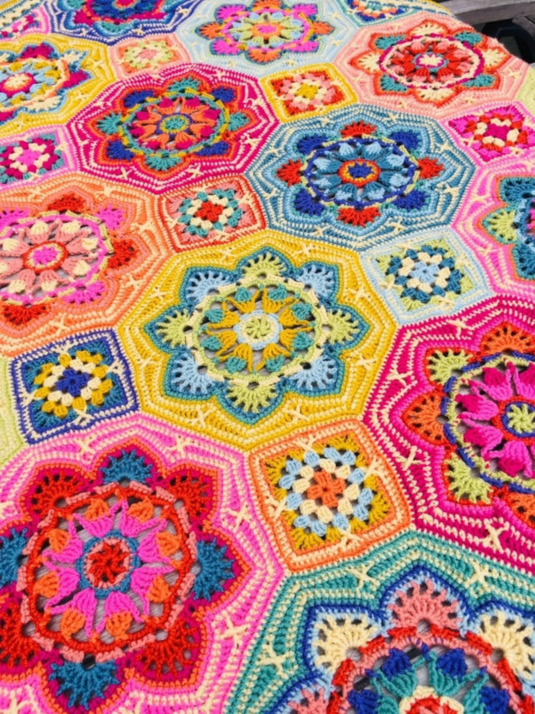 Crochet Blanket Eastern Jewels, Persian Tiles, Crochet Afghan, Throw ...