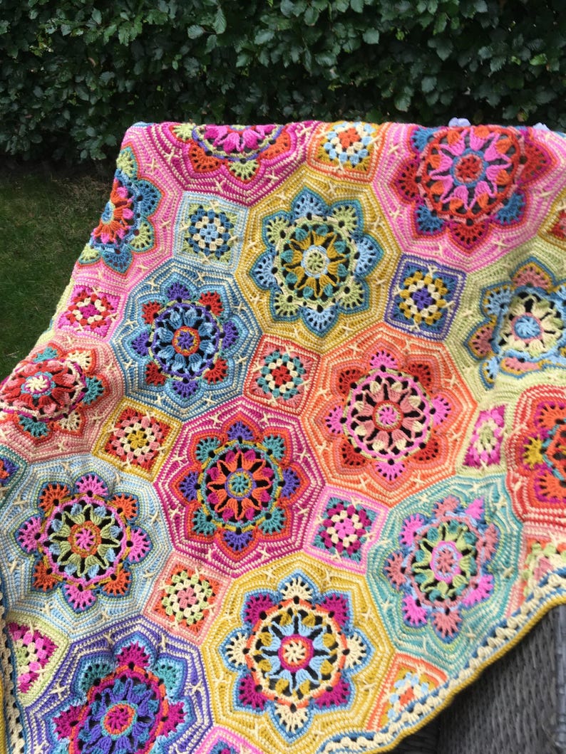 Crochet Blanket Eastern Jewels, Persian Tiles, Crochet Afghan, Throw ...