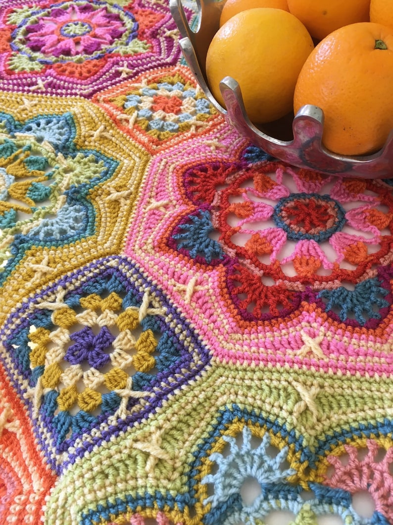 Crochet Blanket Eastern Jewels, Persian Tiles, Crochet Afghan, Throw ...