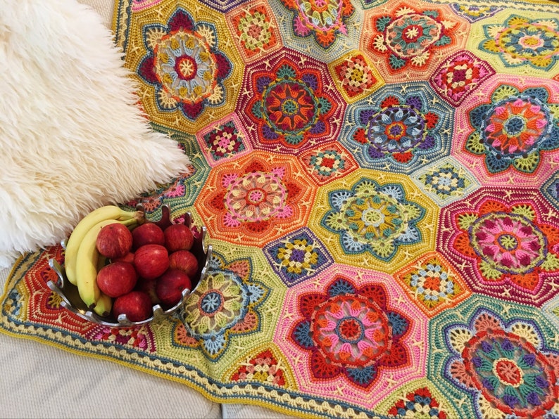 Crochet Blanket Eastern Jewels, Persian Tiles, Crochet Afghan, Throw ...