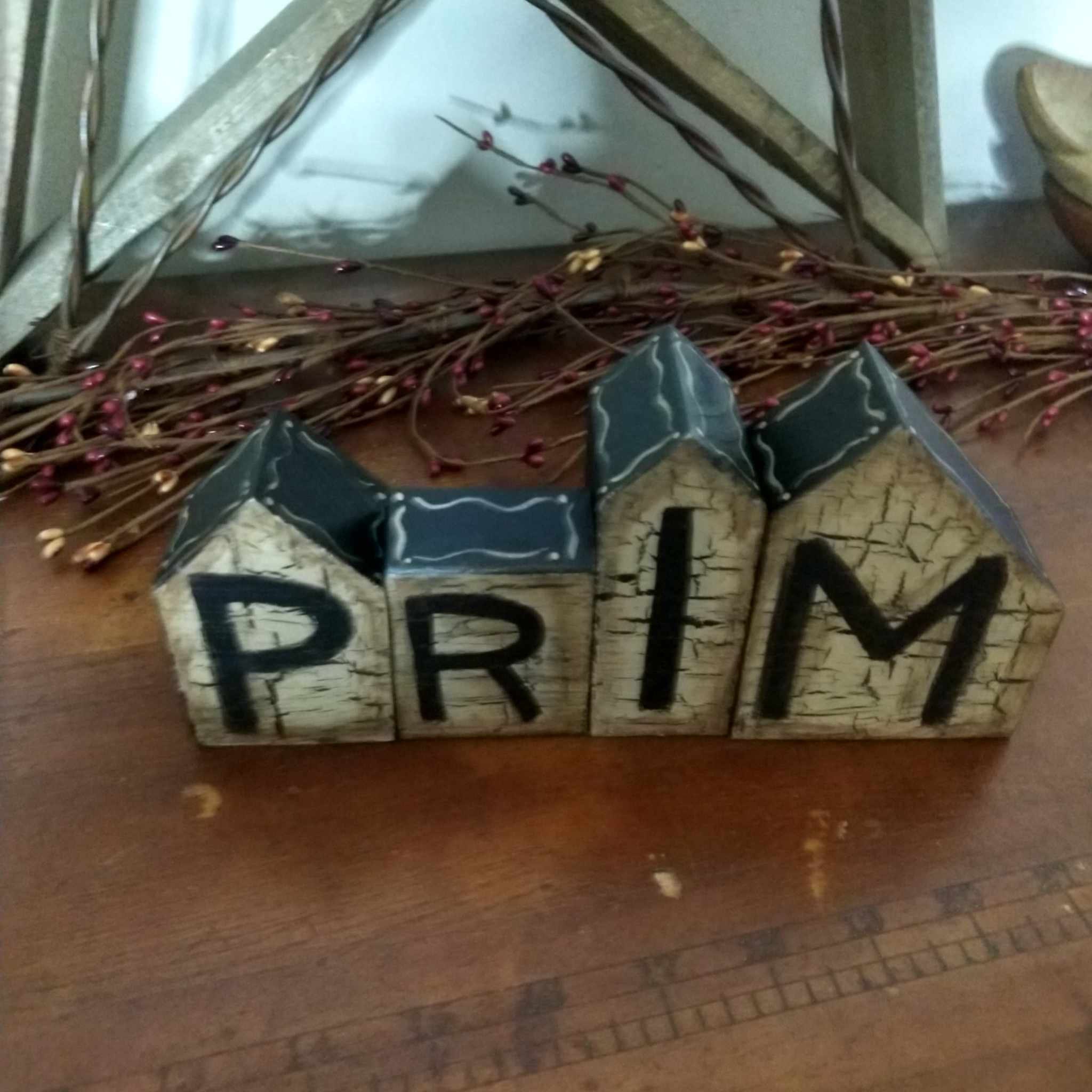 Primitive Wood House Blocks REVERSIBLE Black Tan Crackle Star - Etsy