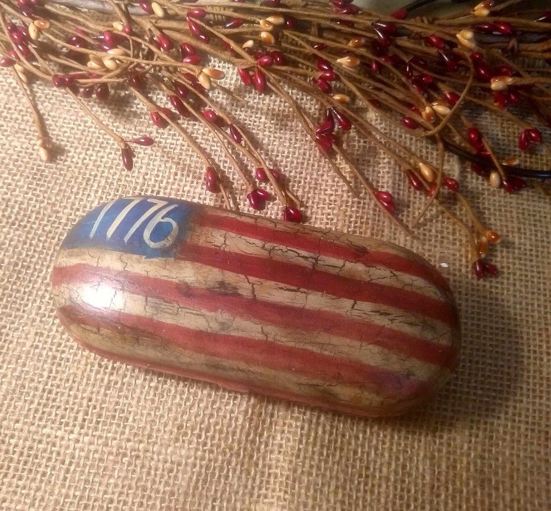 Vintage Metal Eyeglass Eyeglasses Case Hand Painted Americana Country ...