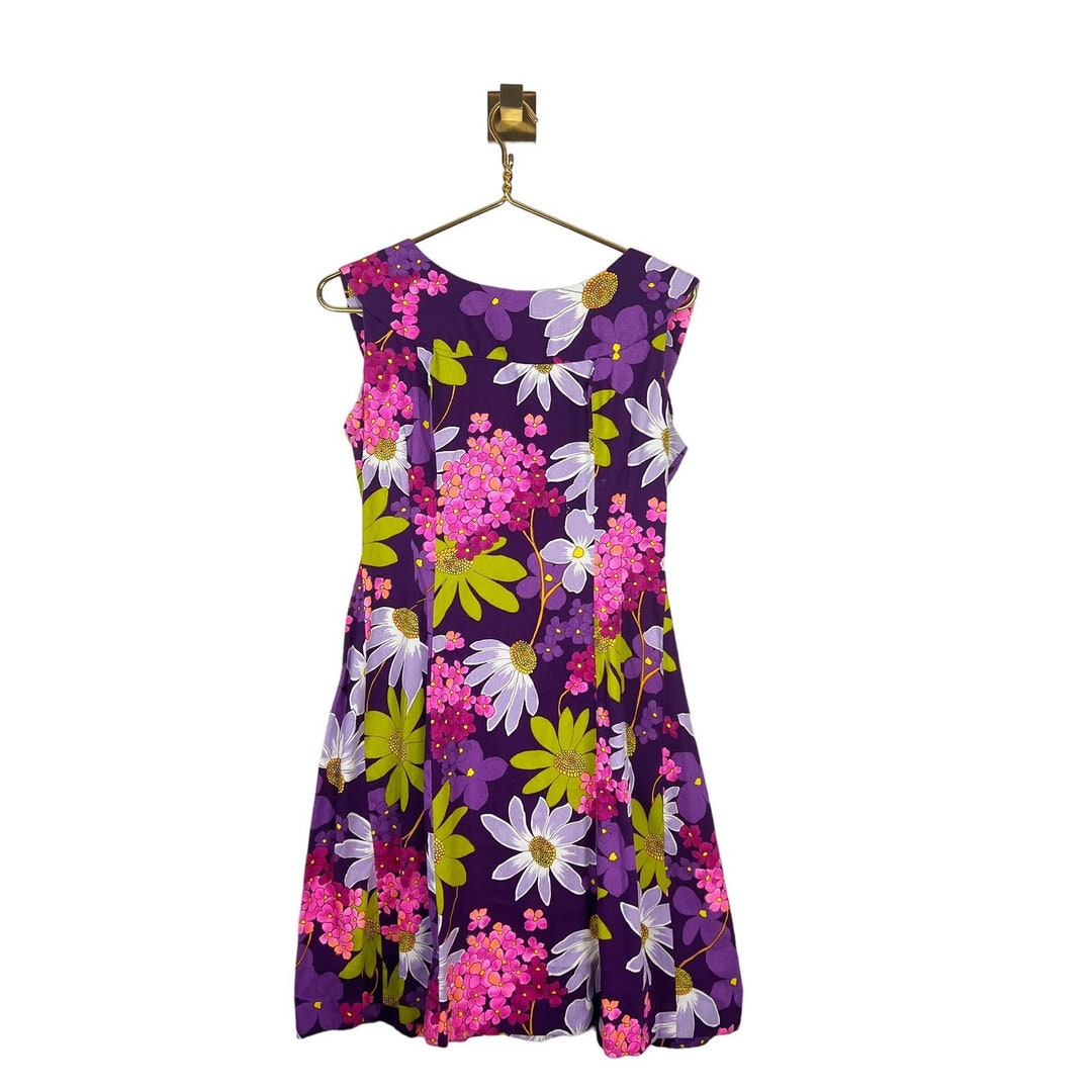 Vintage 60s Hookano Hawaiian Dress Purple Floral Mod Shift Tiki Flower ...