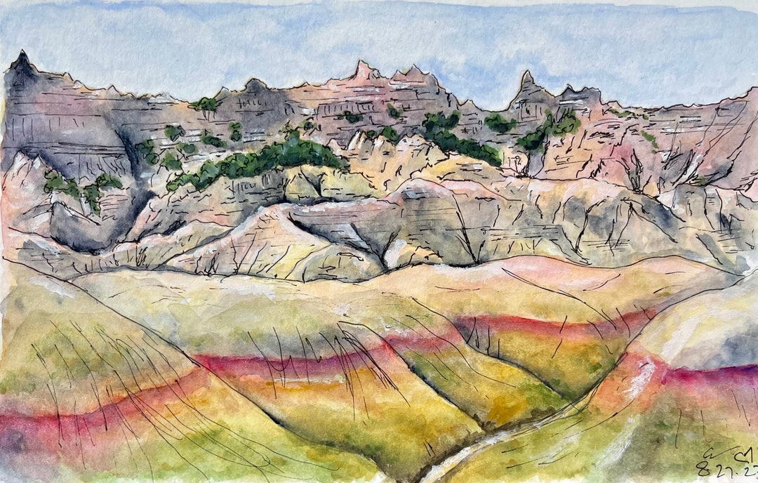 Badlands National Park Fine Art Print of Original Painting - Etsy