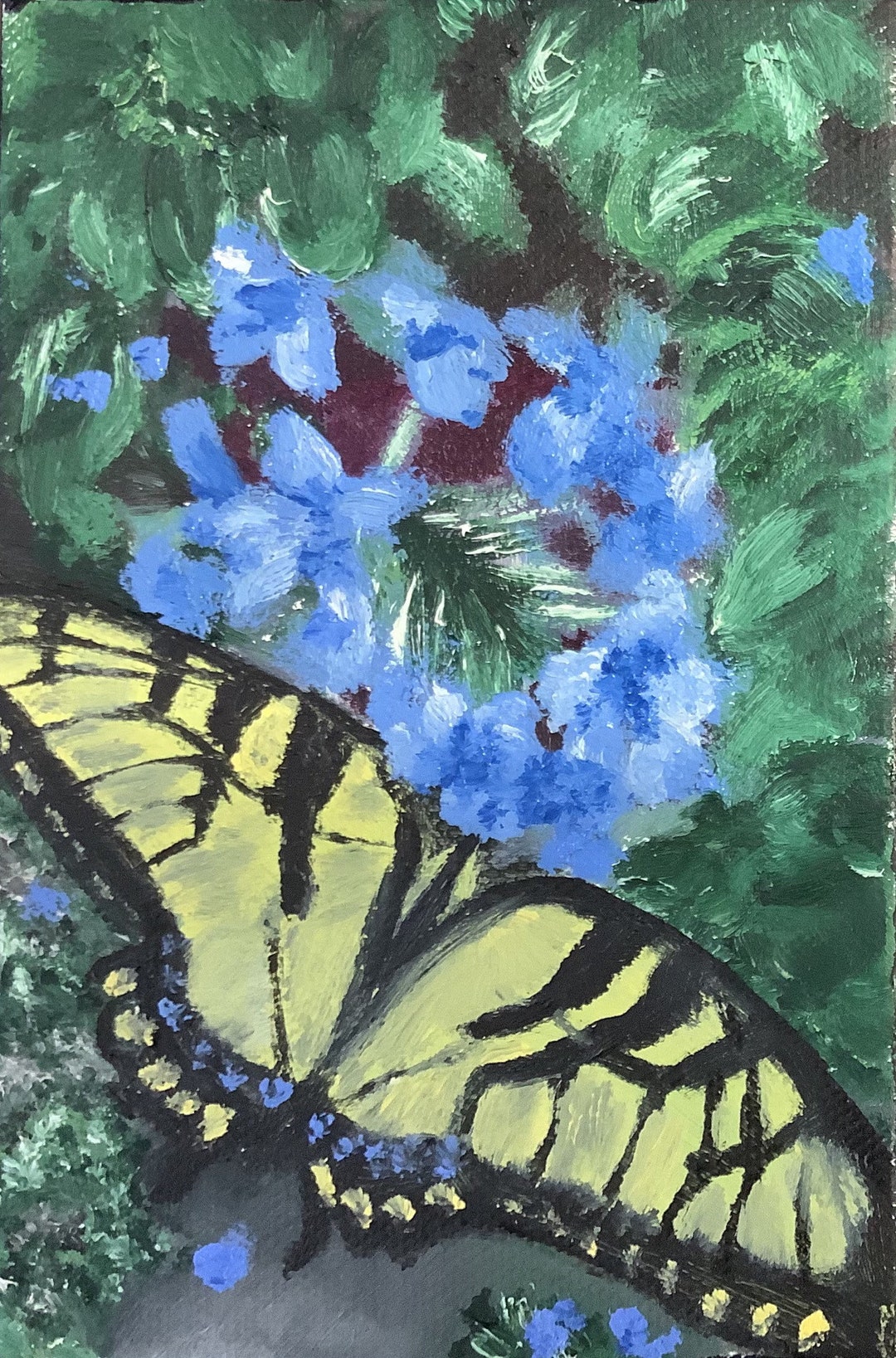 Swallowtail Butterfly on Lantana Small Original Oil Painting on Canvas ...