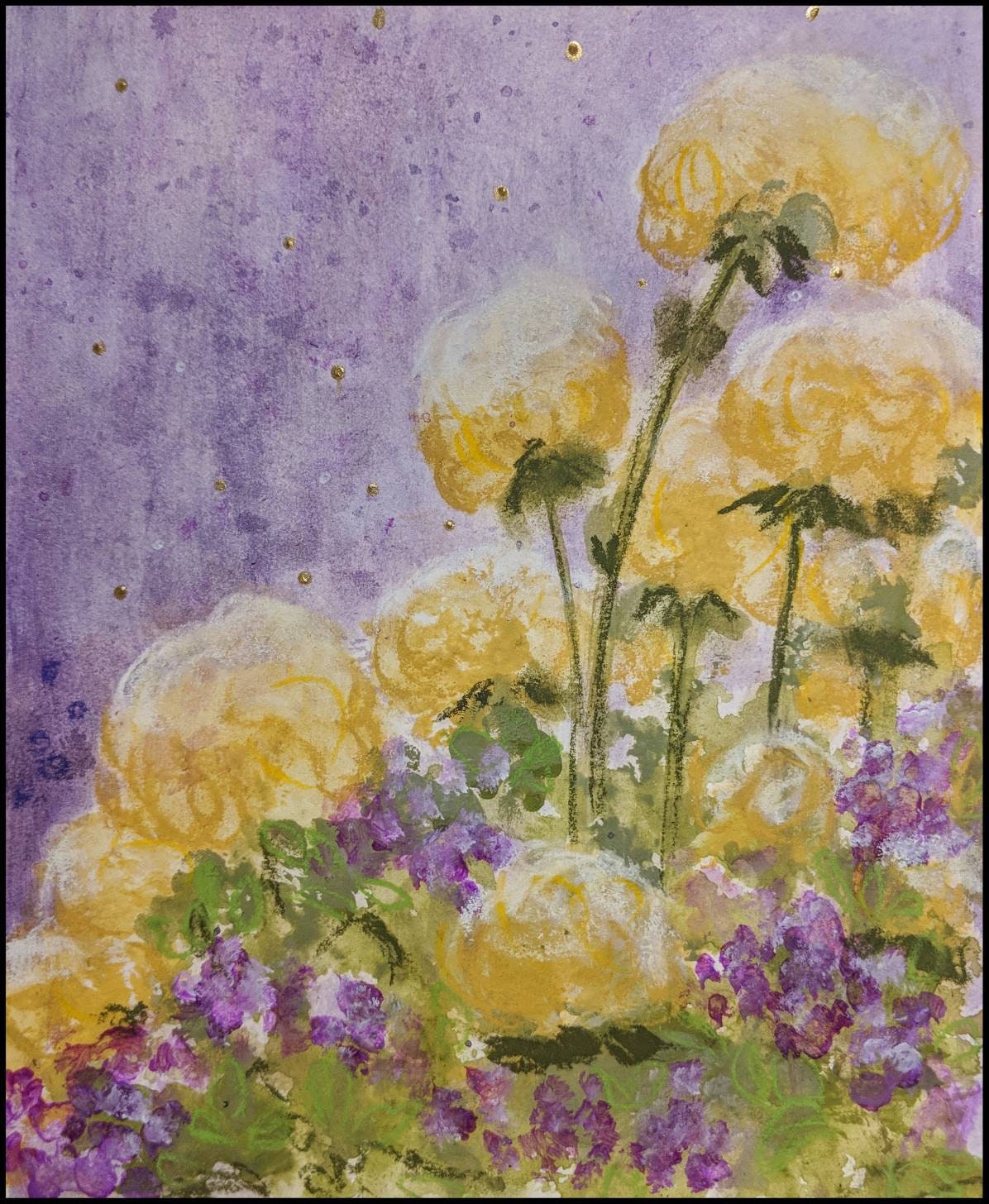 Acrylic Floral Painting Yellow Flowers Art on Paper Original - Etsy