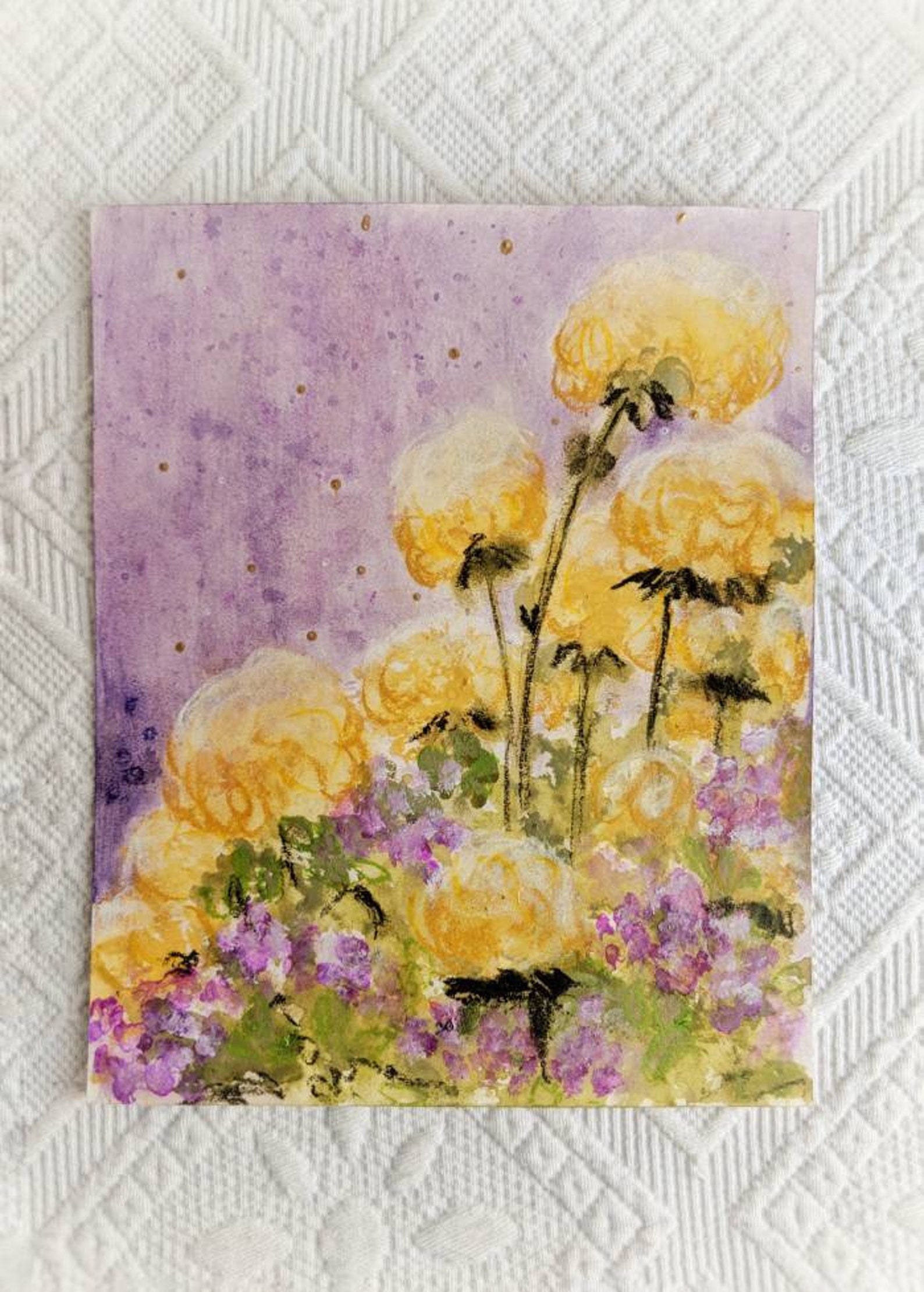 Acrylic Floral Painting Yellow Flowers Art on Paper Original - Etsy