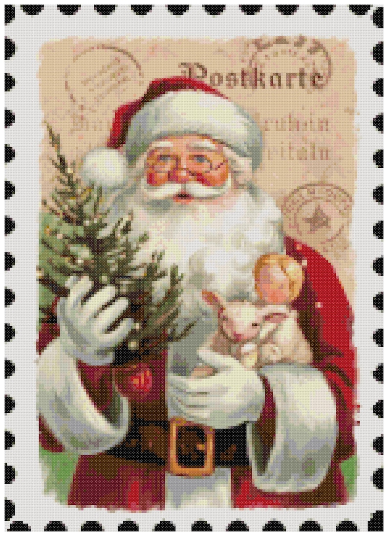 Vintage Santa Christmas Stamp - Etsy