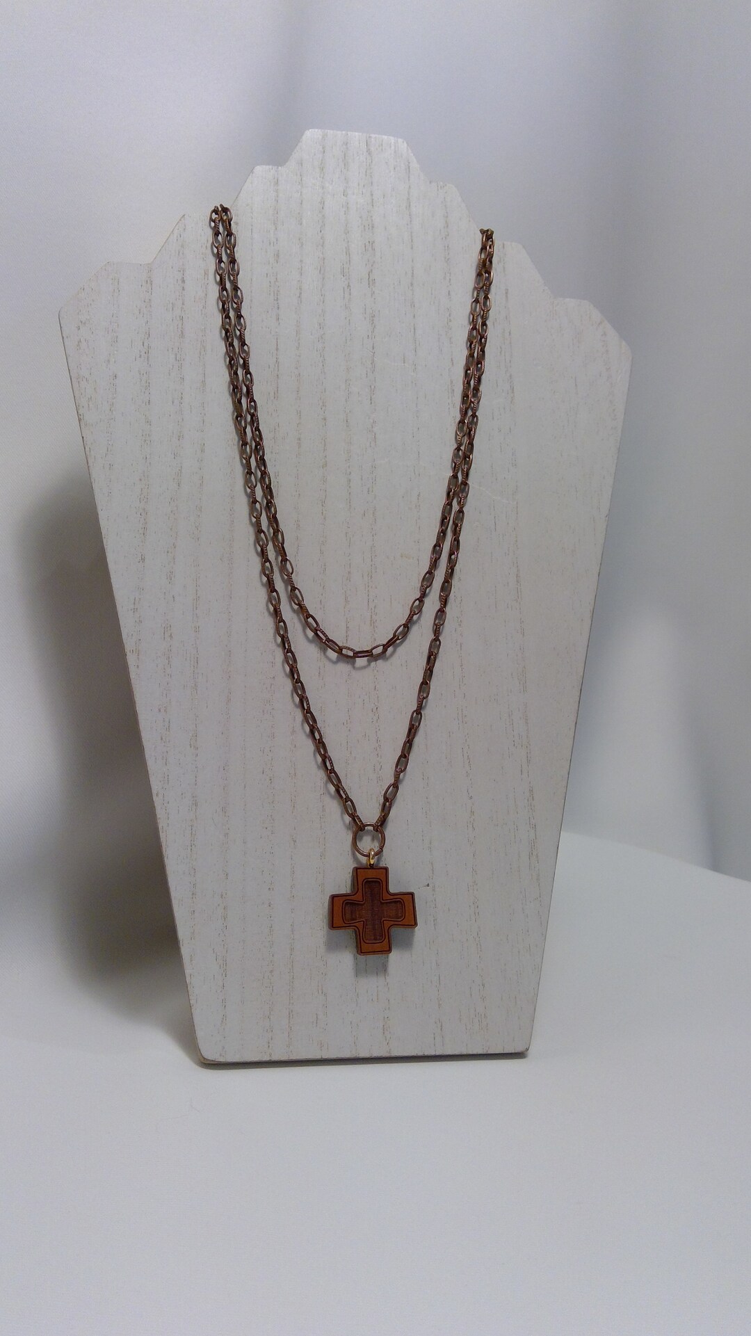 Wooden Cross on Copper Tone Chain - Etsy