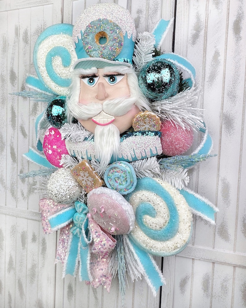 Deluxe Candy Themed Nutcracker Christmas Front Door Wreath With Velvet ...