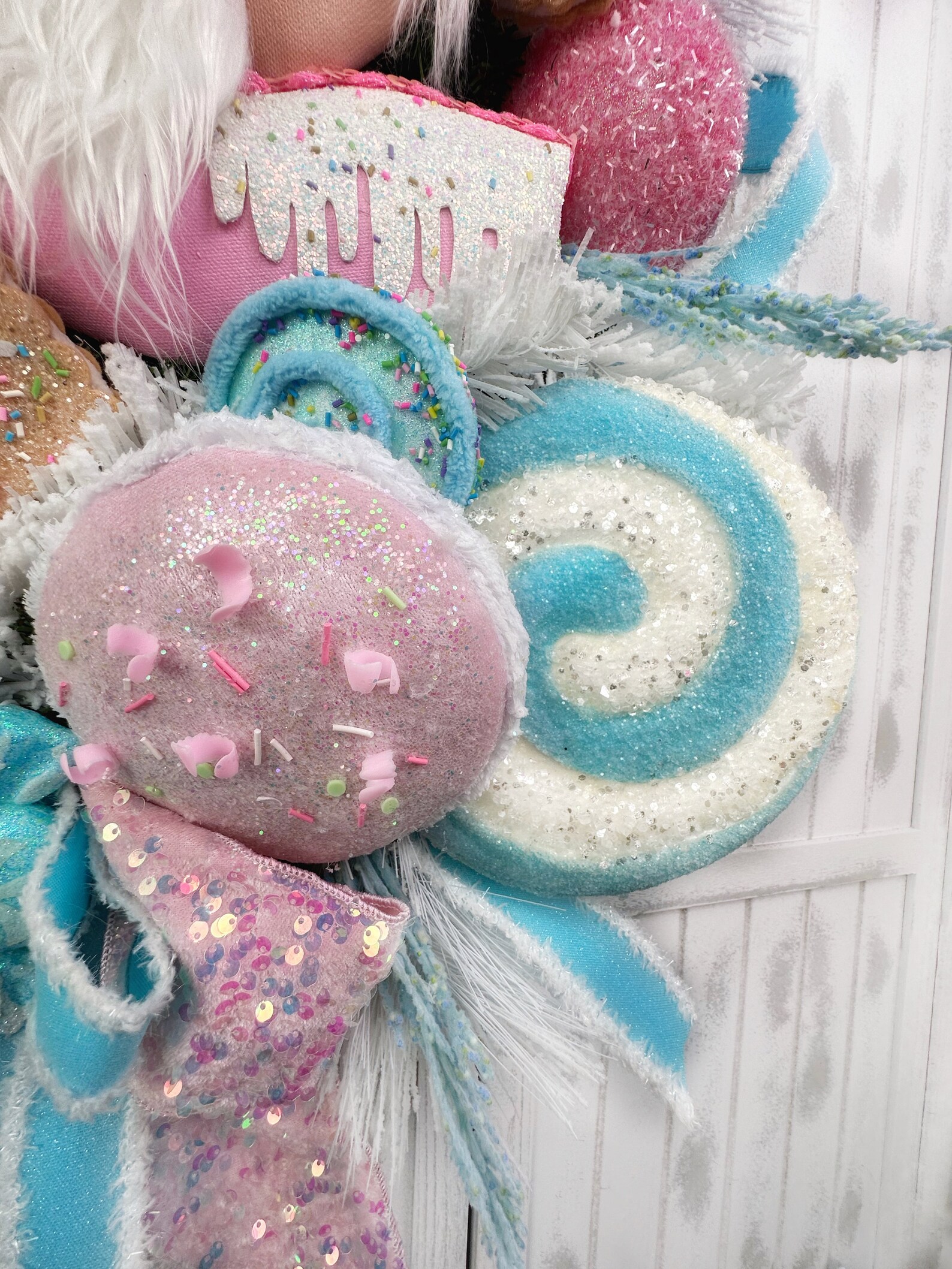 Deluxe Candy Themed Nutcracker Christmas Front Door Wreath With Velvet ...