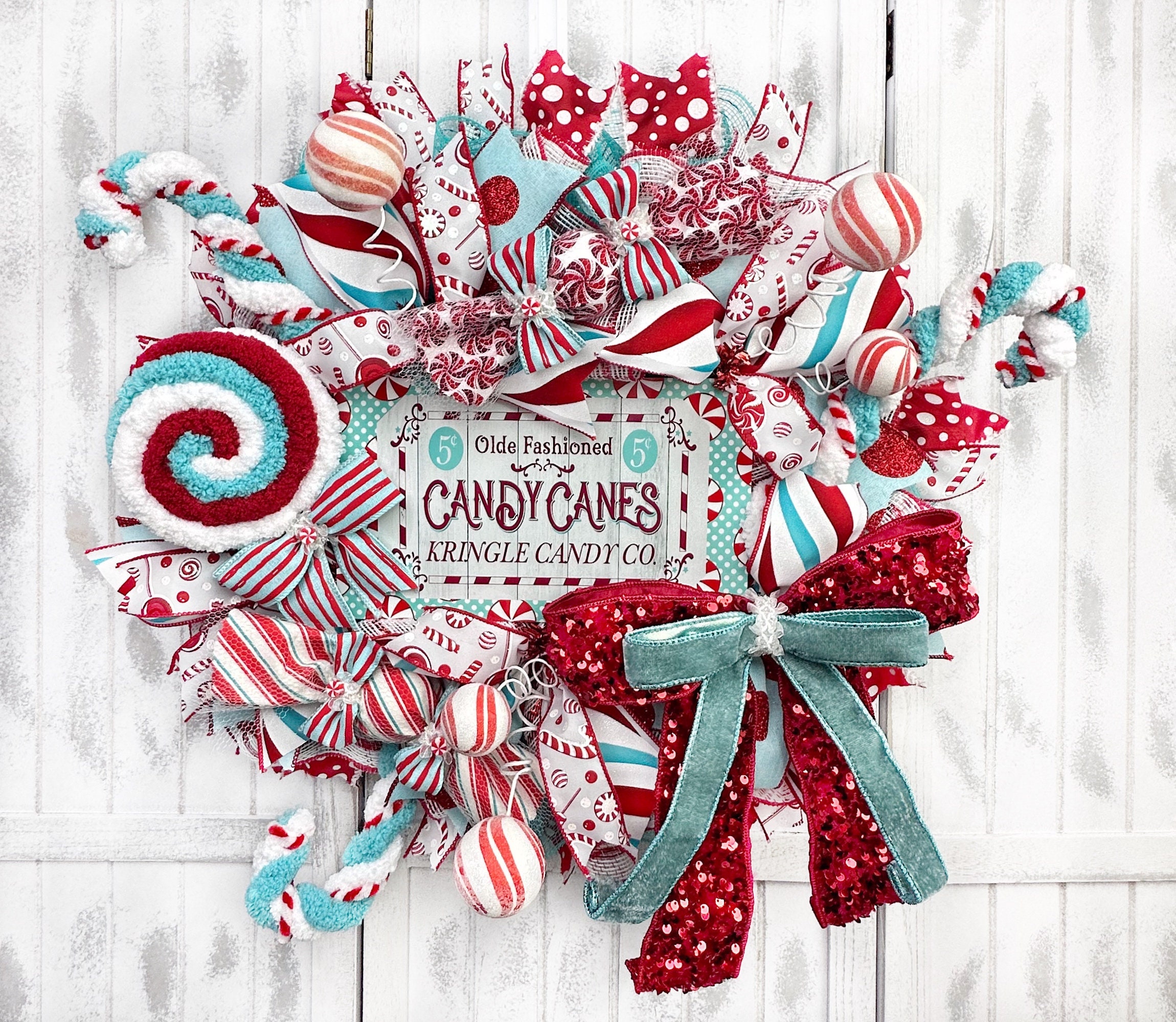 Kringle Candy Co. Old Fashioned Candy Canes, Blue, Red & White ...