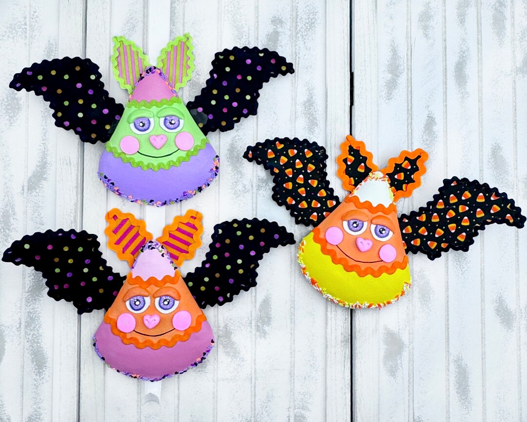 Halloween Candy Corn Bats With Candy Sprinkles Wreath Attachment, Candy ...