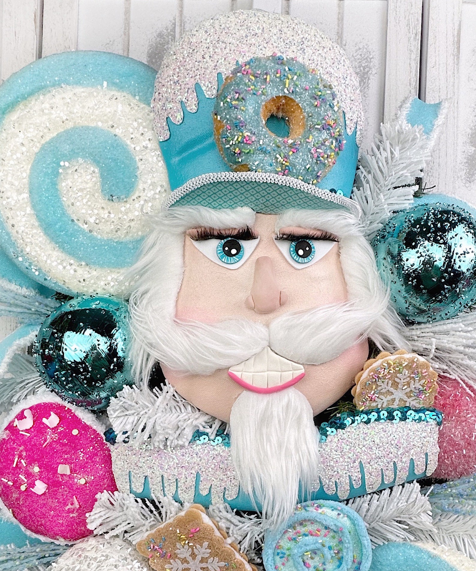 Deluxe Candy Themed Nutcracker Christmas Front Door Wreath With Velvet ...