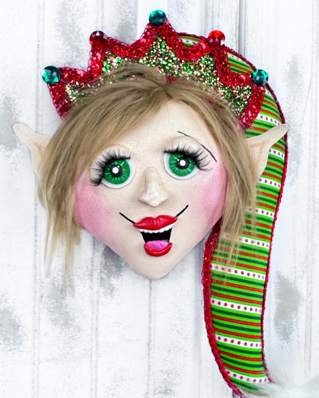 Twinkle Toes Red & Green Elf Wreath Attachment, Wall or Door Christmas ...
