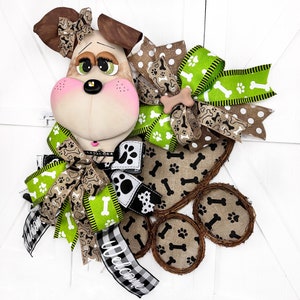 Snippy Dog Paw Grapevine Wreath With for Front Door, Handmade Puppy Bee ...