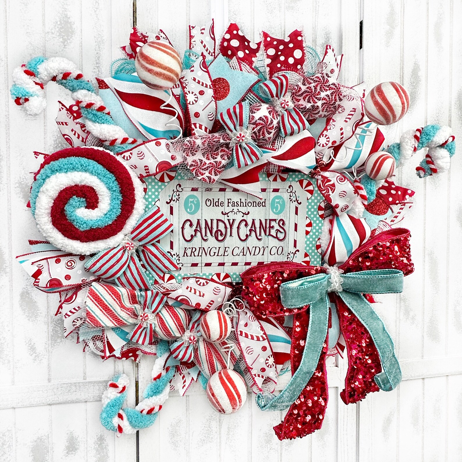 Kringle Candy Co. Old Fashioned Candy Canes, Blue, Red & White ...