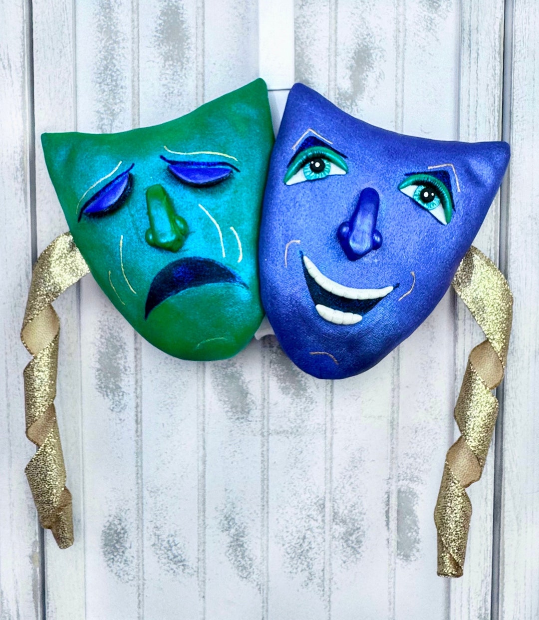 Handmade Comedy Tragedy Mardi Gras Masks Wreath Attachment, Front Door ...