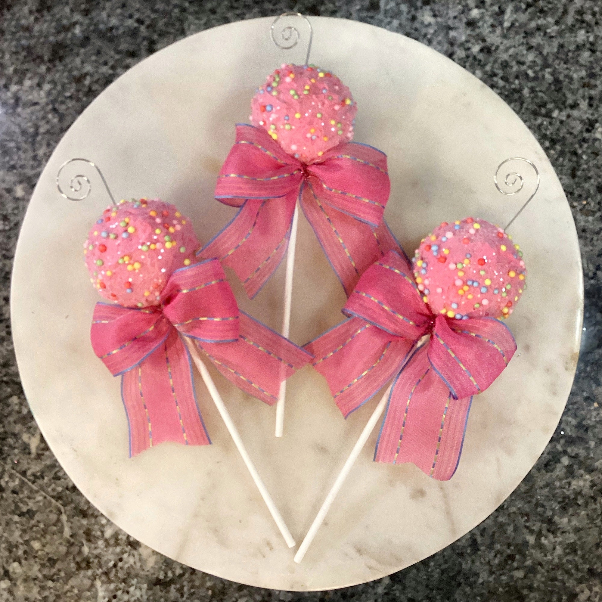 Candyland Ornaments set of 3 Cake Pops Coated With Colorful - Etsy