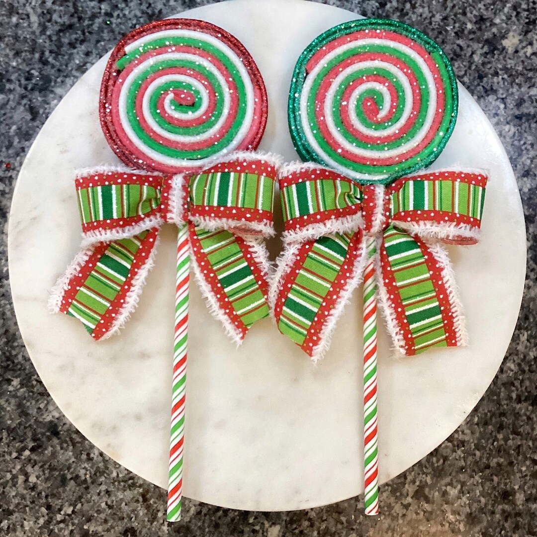 Handmade Christmas Lollipop Decoration, Glitter Foam Candy, Wreath ...