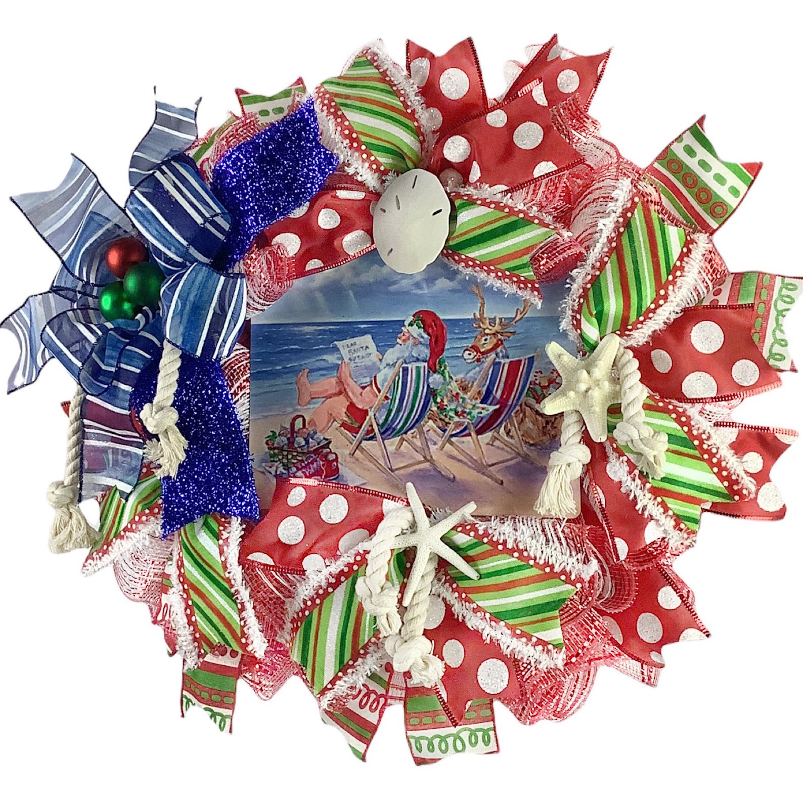 Santa at the Beach Coastal Beach Nautical Christmas Wreath - Etsy