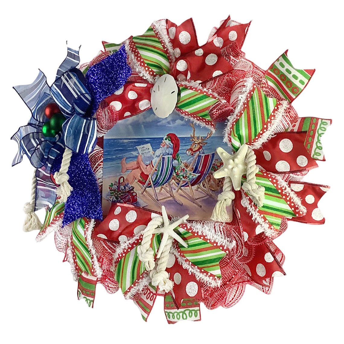 Santa at the Beach Coastal Beach Nautical Christmas Wreath - Etsy