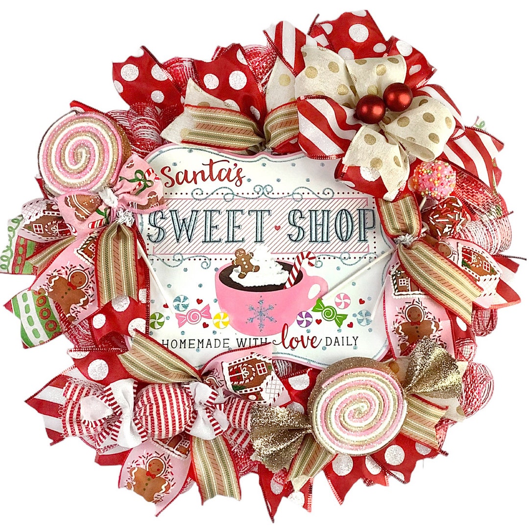 Santas Sweet Shop Christmas Wreath Gingerbread Candy - Etsy