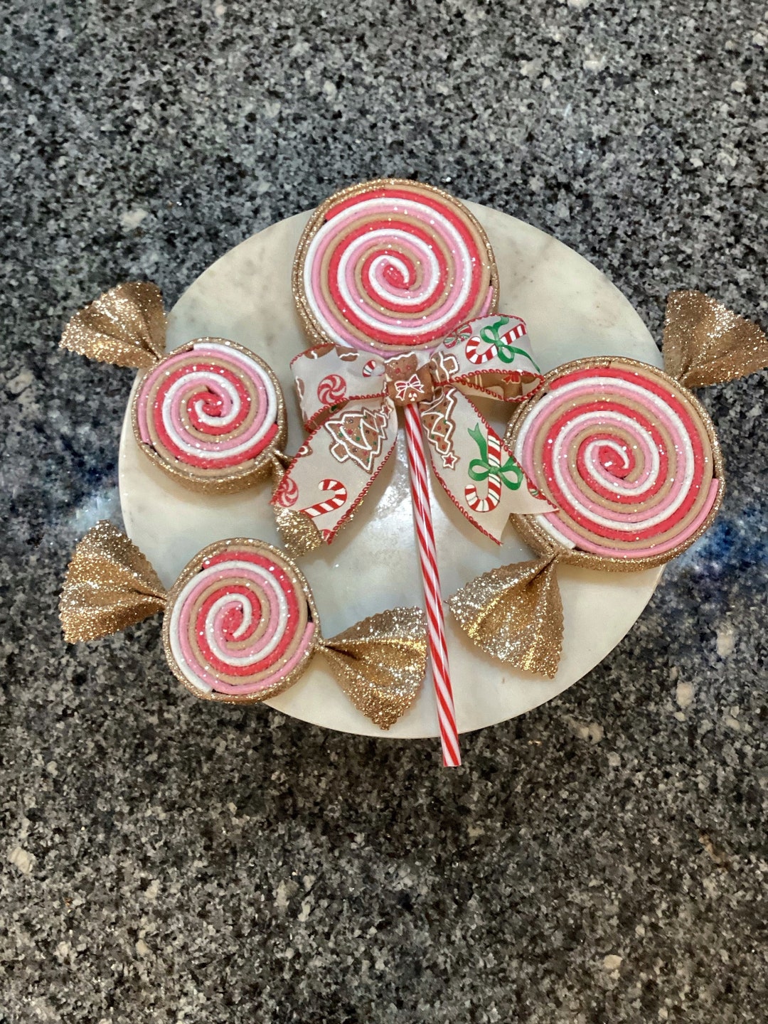Gingerbread Fake Candy Decorations, Pink, Red, White, Brown Fake ...