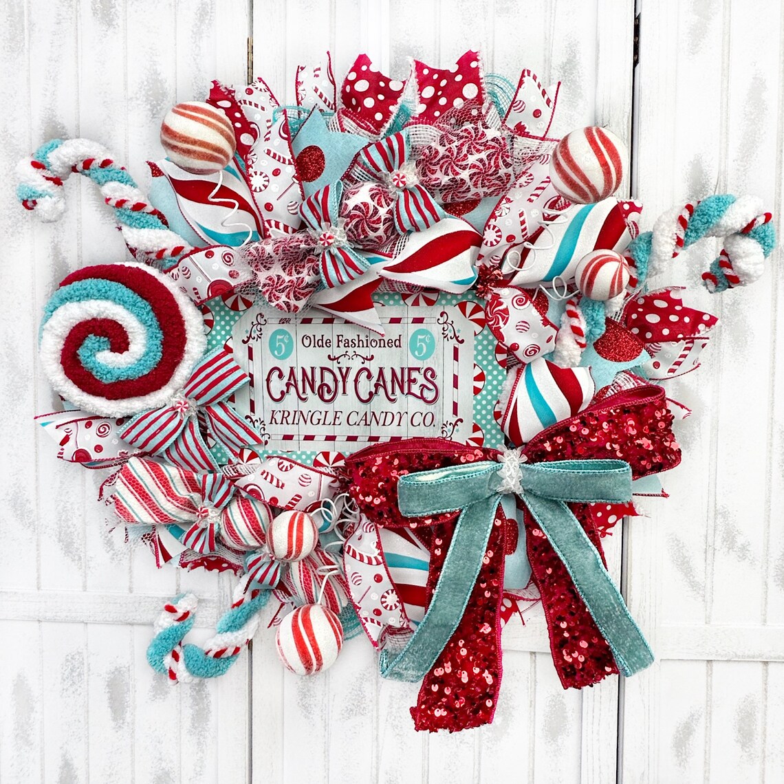 Kringle Candy Co. Old Fashioned Candy Canes, Blue, Red & White ...