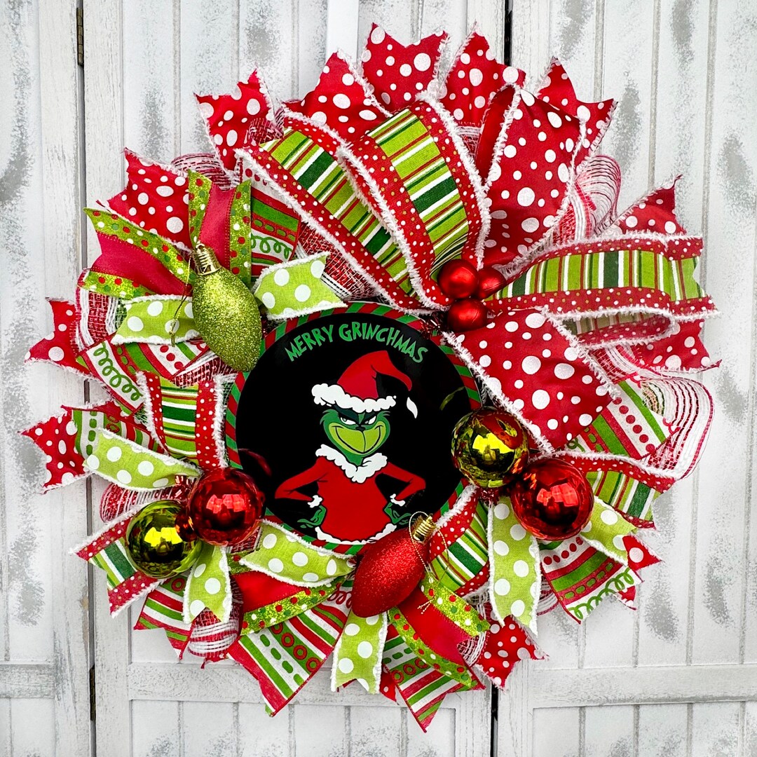 Character Christmas Wreath for Front Door Outside, Whimsical Wreath ...