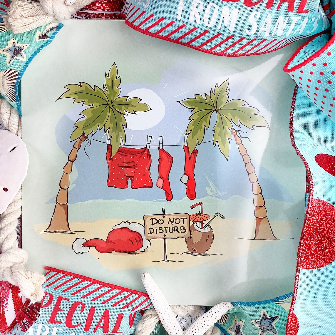Do Not Disturb Santa on the Beach Coastal Beach Nautical - Etsy