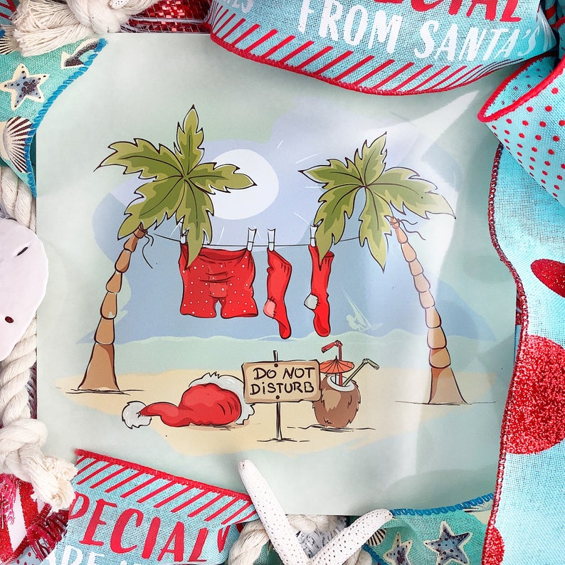 Do Not Disturb Santa on the Beach Coastal Beach Nautical - Etsy