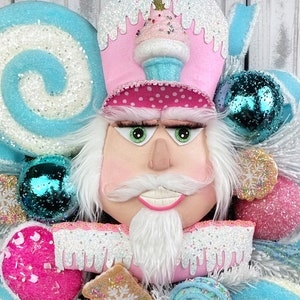 Deluxe Candy Themed Nutcracker Christmas Front Door Wreath With Velvet ...