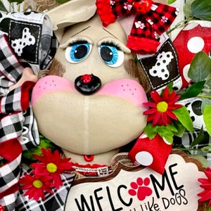 Large “welcome Hope You Like Dogs” Snippy Dog Lovers Wreath With ...